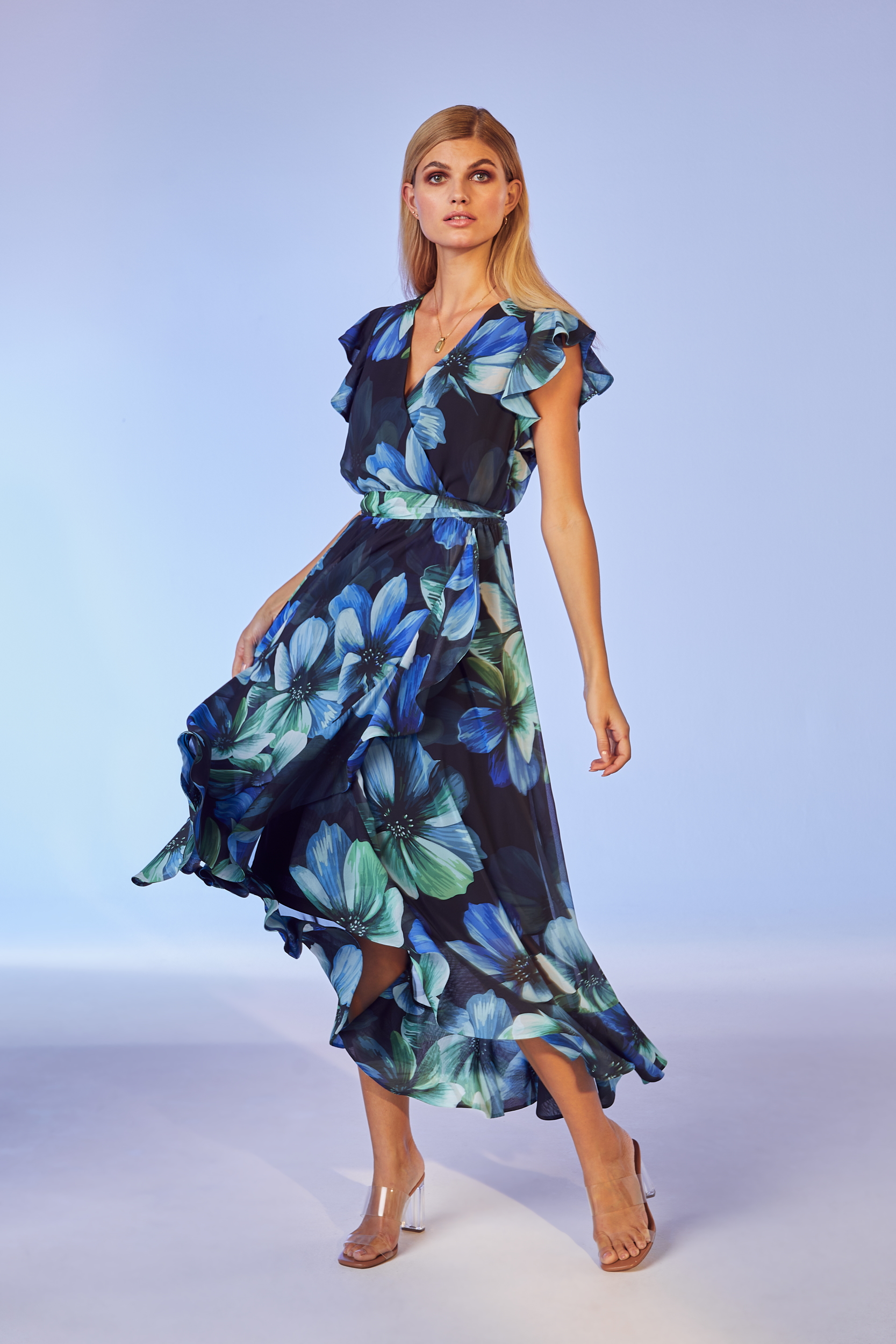 MOLLY JO Kjole i Royal Blue Print - MATTIS STORE