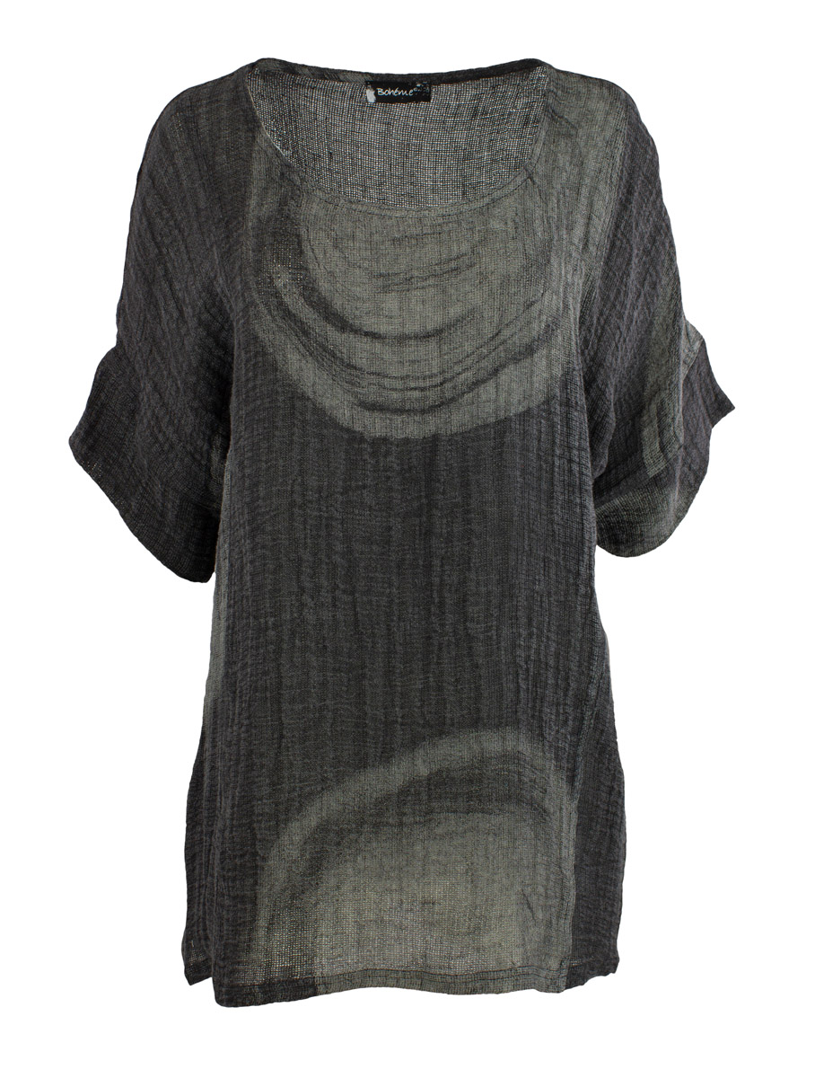Boheme Lintopp M/ 3/4 Arm i Grey Print - MATTIS STORE