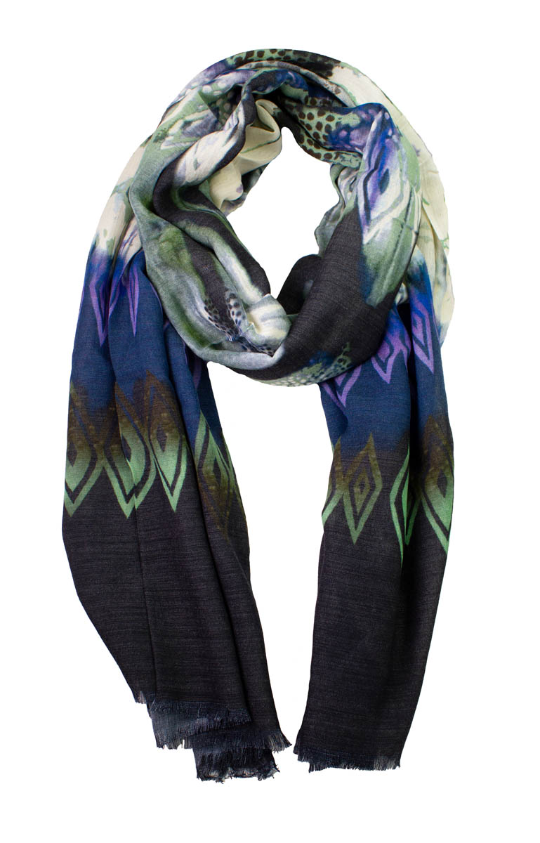 Boheme Skjerf i Blue/Print - MATTIS STORE